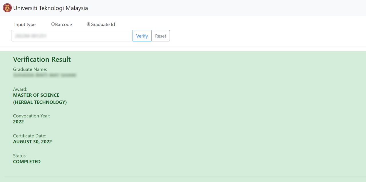 GRADUATE VERIFICATION | Academic Management Division (AMD)